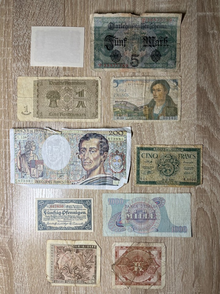 Lot of 10 Assorted Vintage Foreign Banknotes Mixed Paper World Currency ...