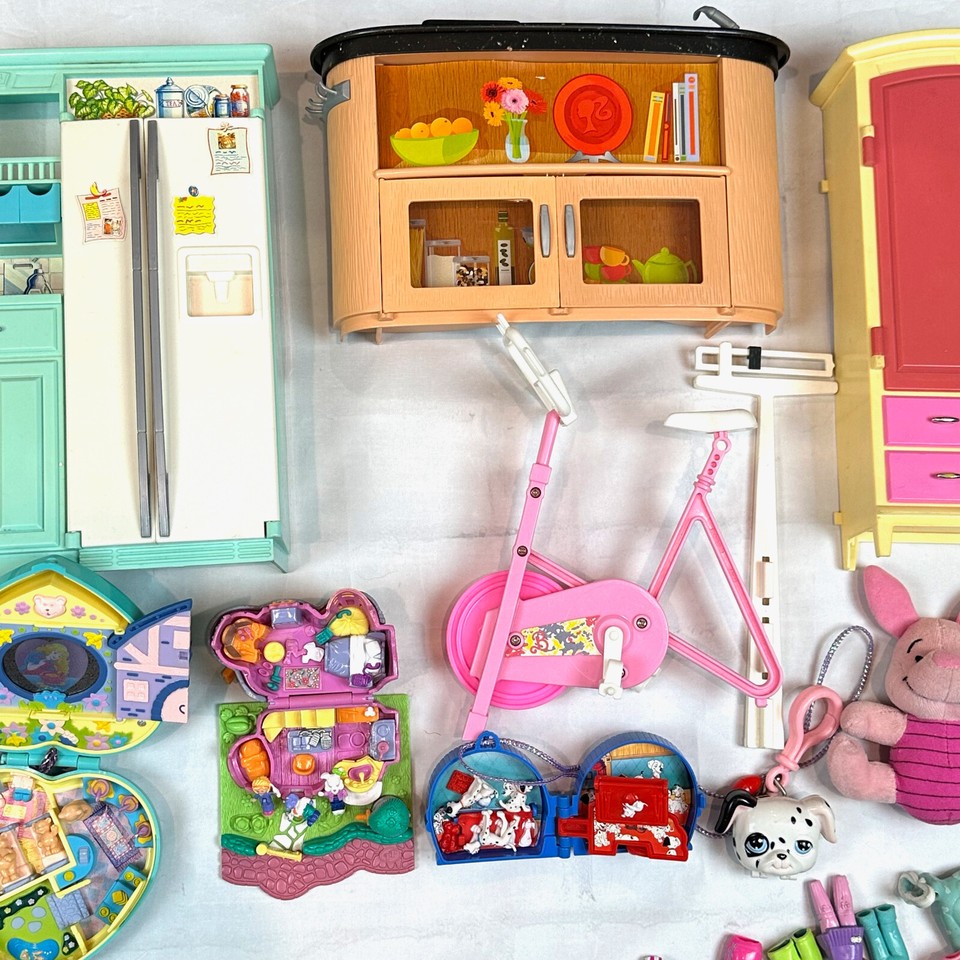 Polly Pocket Barbie Disney Loving Family HUGE Mixed LOT Clothes Accs ...