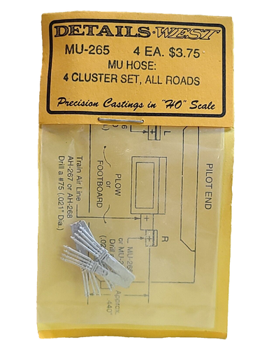 4 Cluster MU Hose Set HO Scale Model Railroad Details West All Roads ...
