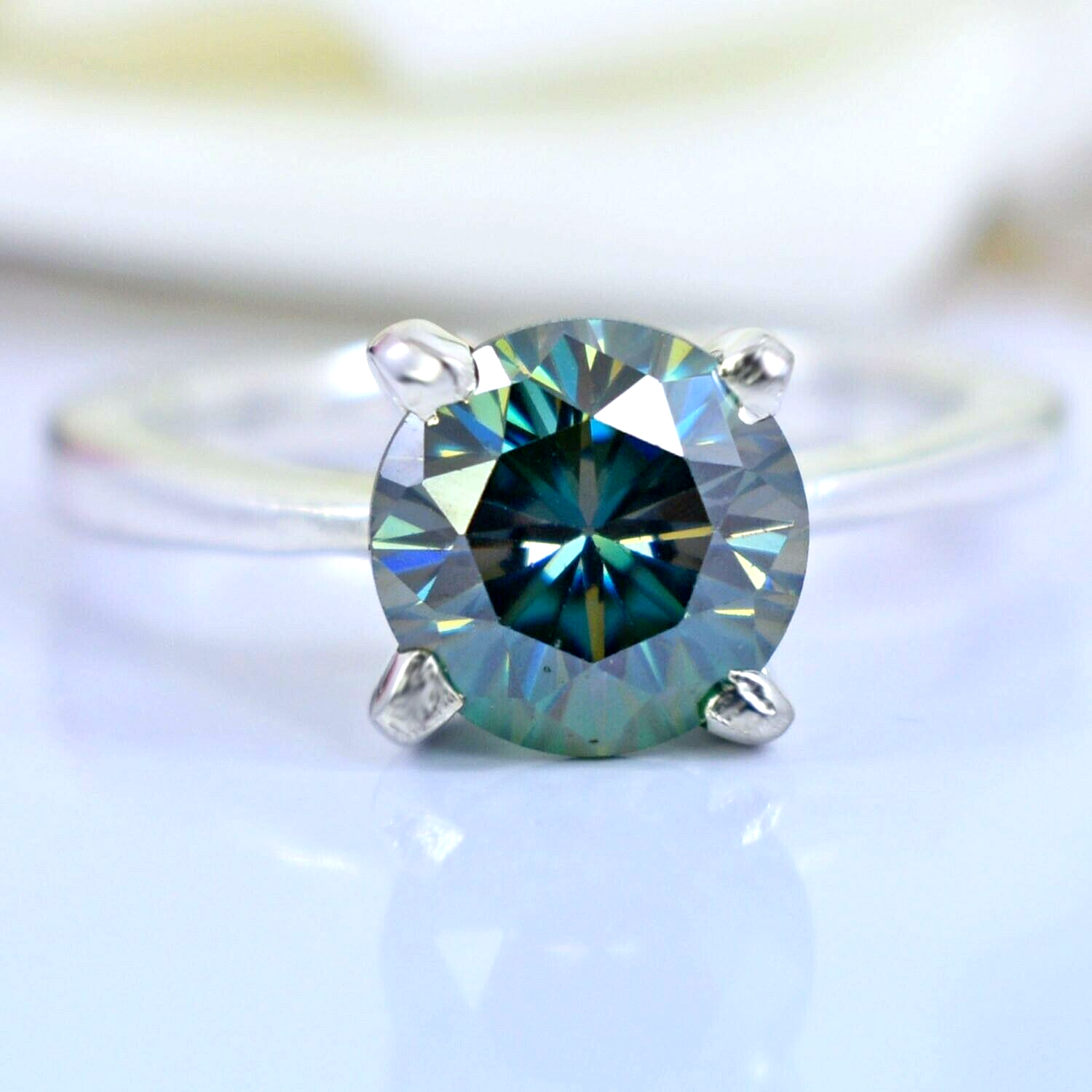 Rare 5.75 ct Blue Lab Created Diamond Ring 925 Sterling Silver Great ...