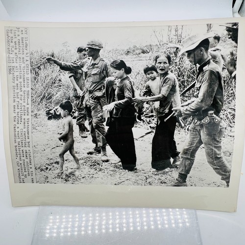 May 5, 1966 Vietnam War AP Wire Photo " A Child Leads Them" U.S. 1st ...