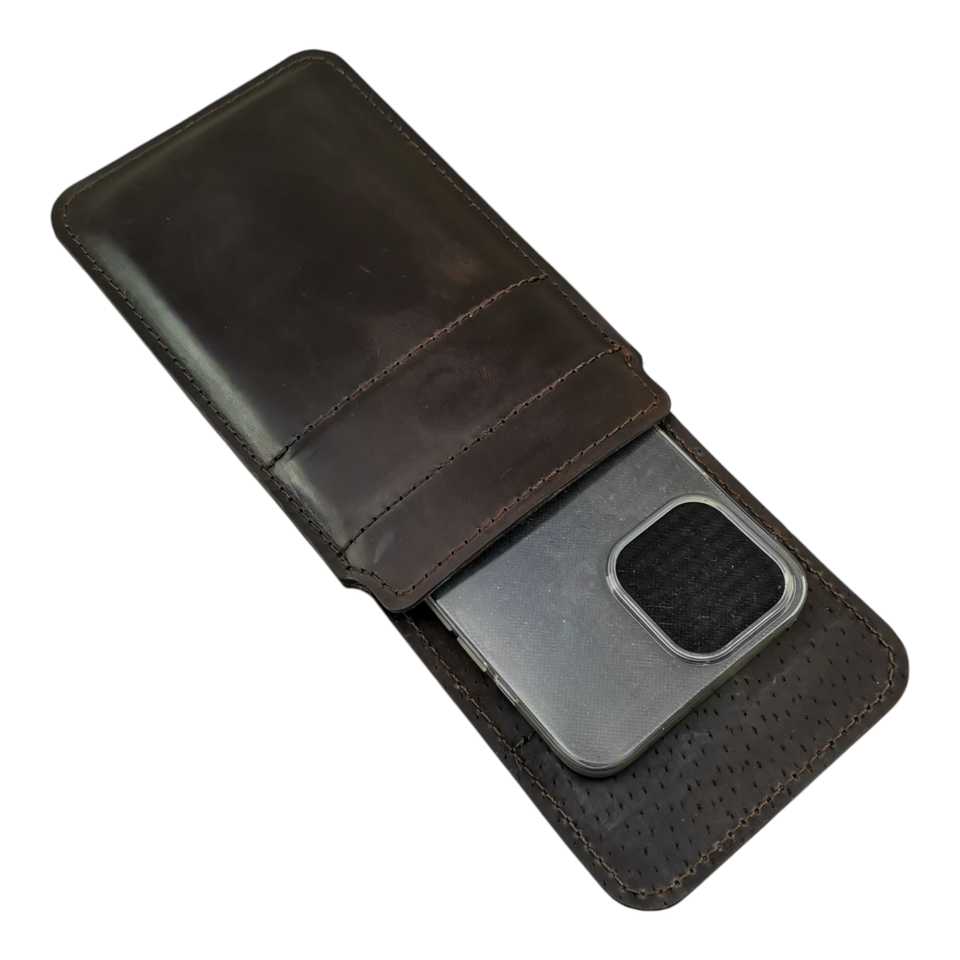 MADE ON DEMAND VERTICAL COWHIDE POUCH CASE FOR PHONE WITH PROTECTOR ON ...