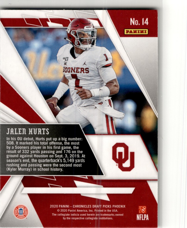 2020 Panini Chronicles Draft Picks Jalen Hurt Phoenix #14 | eBay
