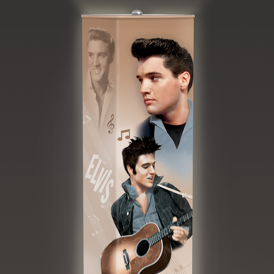 Elvis Presley Floor Lamp With Art On 4-Sided Fabric Shade by Bradford ...