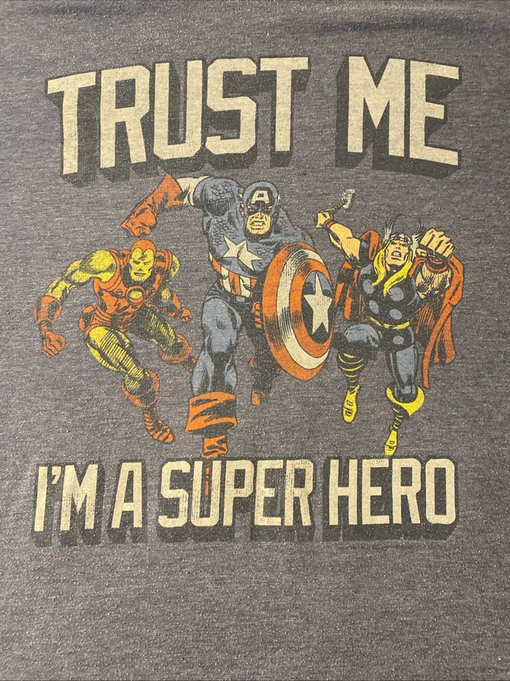 Marvel “Trust Me I’m A Superhero” 2XL T-shirt Thor Iron-Man Cpt ...