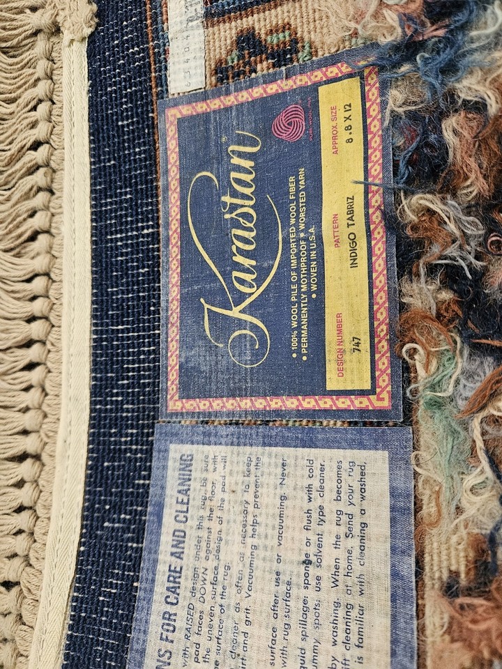 9x12 KARASTAN INDIGO TAB RIZ 700 - 747 100% WOOL RUG VERY GOOD ...