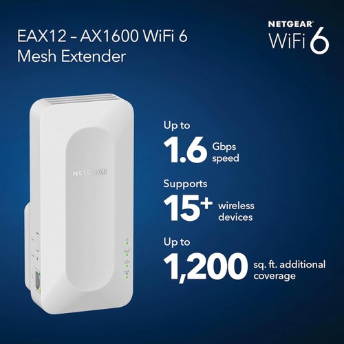 NETGEAR WiFi 6 Range Extender (EAX12) - Add up to 1,200 sq. ft., 15 ...