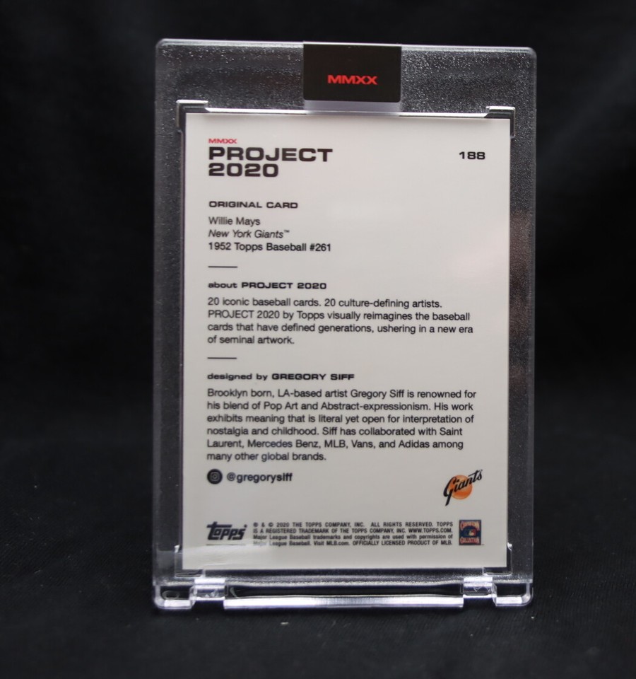Willie Mays 188 2020 Topps Project 2020 by Gregory Siff PR: 3,858 (w ...