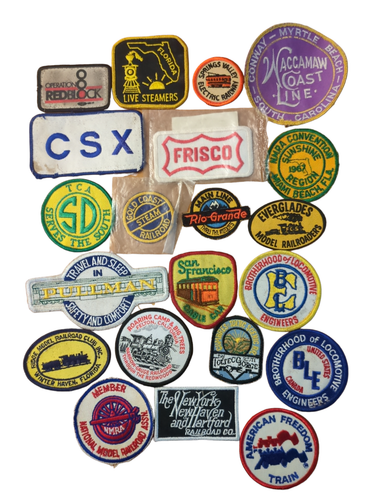 Lot 21 Various Railroad Cloth Patches Brotherhood NMRA FL SF NY STEAM ...