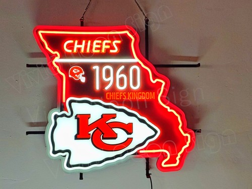 Kansas City Chiefs 1960 Missouri 24"x20" Vivid LED Neon Sign Light Lamp ...