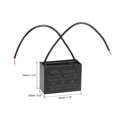 Metallized Film Ceiling Fan Capacitor CBB61 6uF 350V AC 2 Wires 2Pcs | eBay