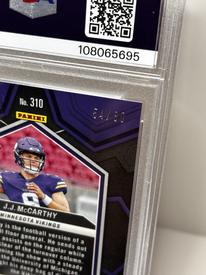 2024 Panini Mosaic JJ McCarthy #310 Choice Fusion Red & Yellow /80 PSA ...