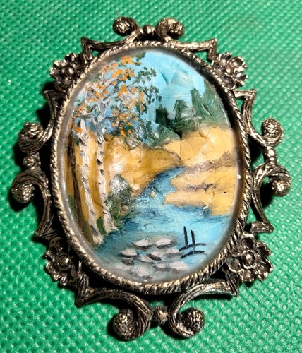 Paper Machete Japanese painted trickling stream landscape Vintage ...