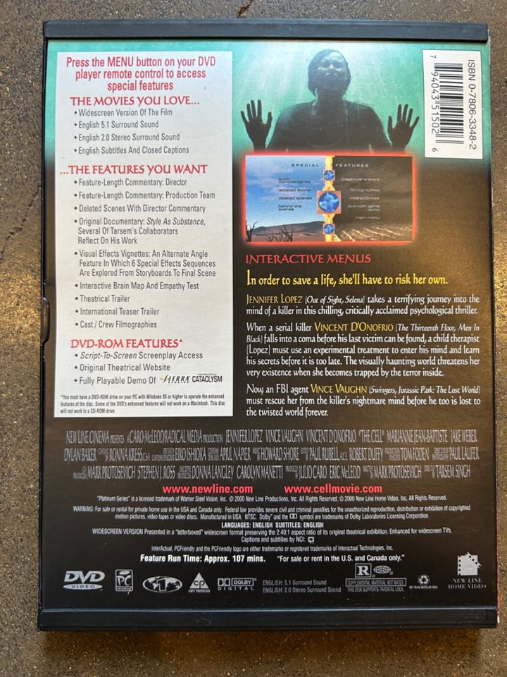 The Cell (DVD, 2000) 794043515026 | eBay