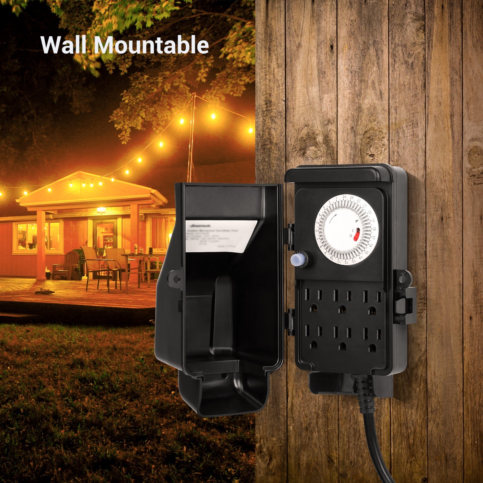 DEWENWILS Outdoor mechanical Power Strip Timer,Outdoor Multi Socket ...