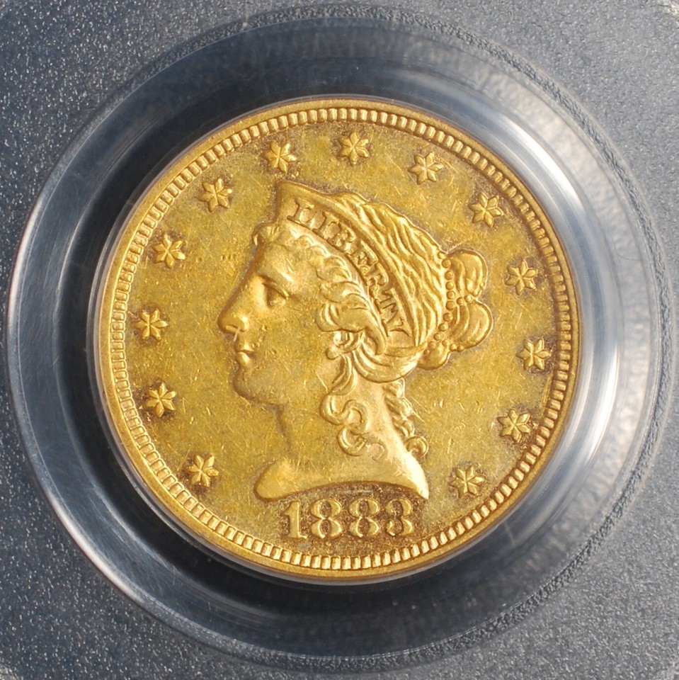 1883 $2 1/2 LIBERTY HEAD GOLD QUARTER EAGLE, PCGS/OGH AU53,RARE,MINTAGE ...