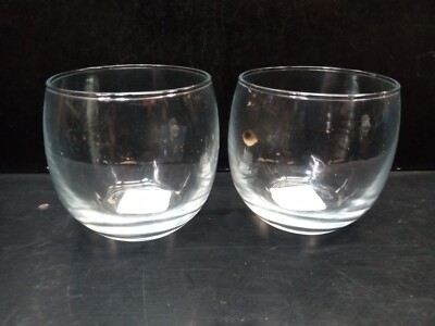 Set of 2 Crisa Glass plain clear 11.5 oz Roly Poly Tumblers Excellent ...