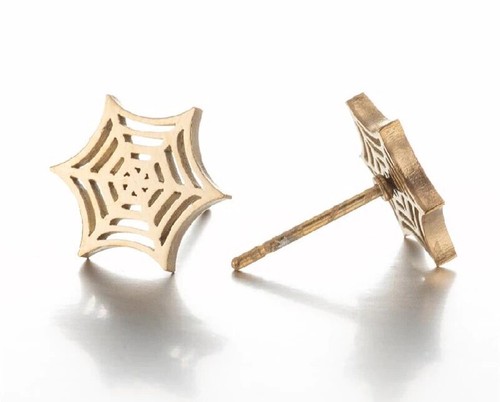 Pair of Spiderweb Stud Earrings. Black or Silver. Spider Web Cobweb ...