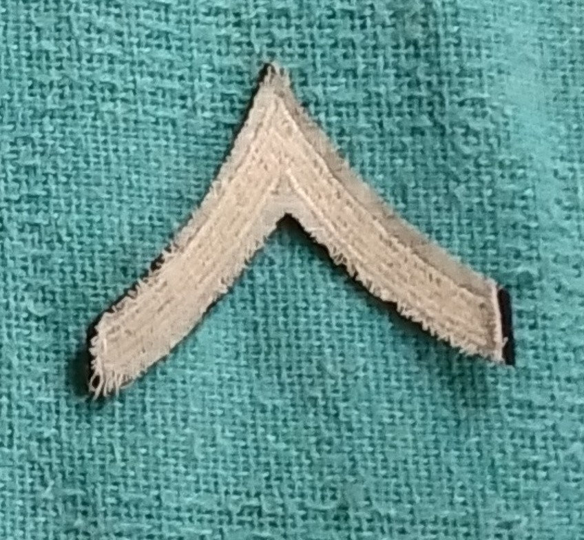 WW2 US Army PFC Private Chevron green embroidery on wool, single | eBay