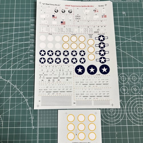 Third Group Decals 1/72 USAAF Supermarine Spitfire Mk. Vb/c Decal Sheet ...