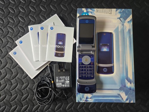 Motorola Moto KRZR K1 (Razr) Cosmic Blue, Vintage Flip Cell Phone, Box ...