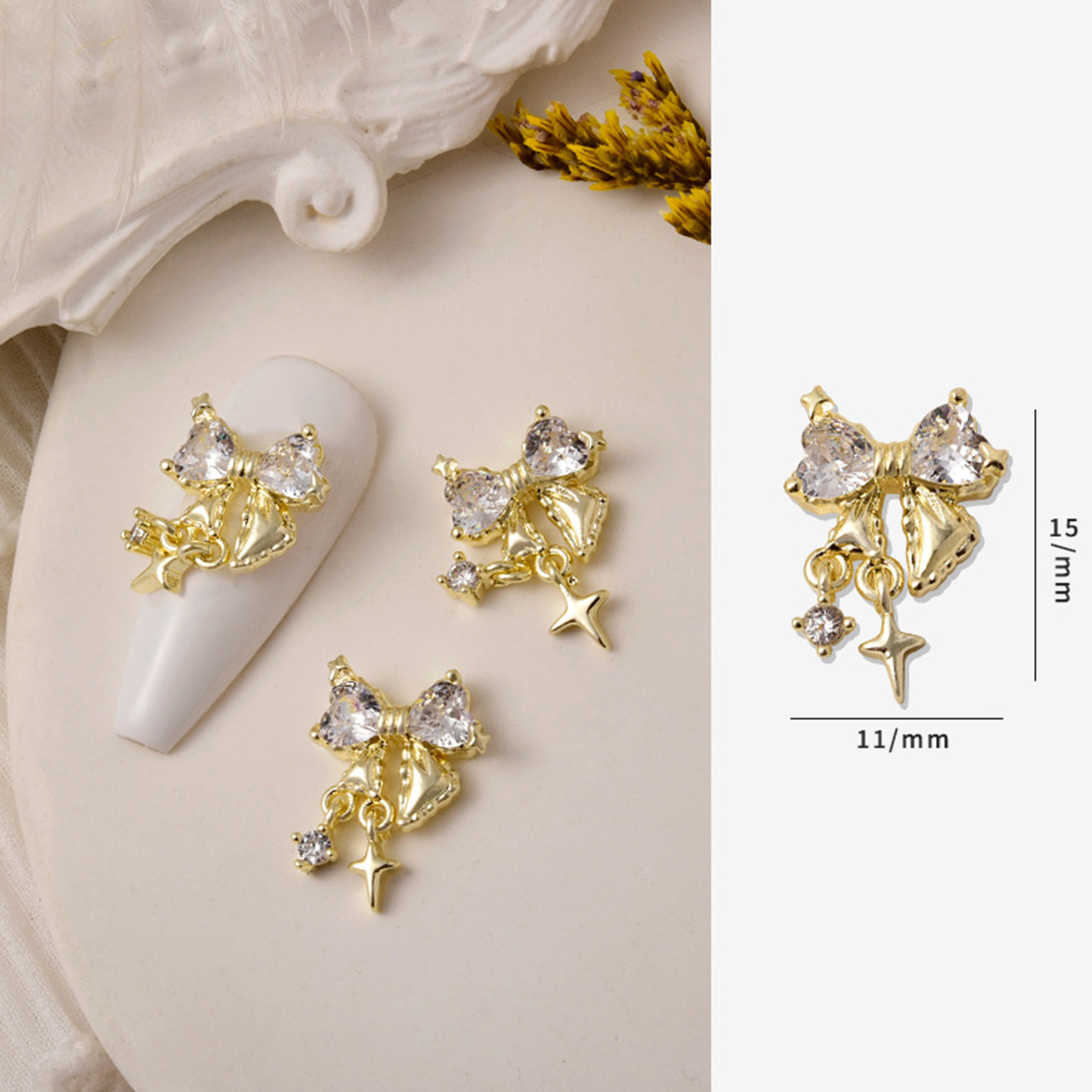 Nail Decoration 3d Decorative Sparkling Cubic Zirconia Bowknot Nail Art ...