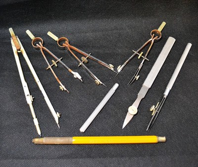 Collection Of Vintage Drafting Tools Pencil Dividers Compass | eBay