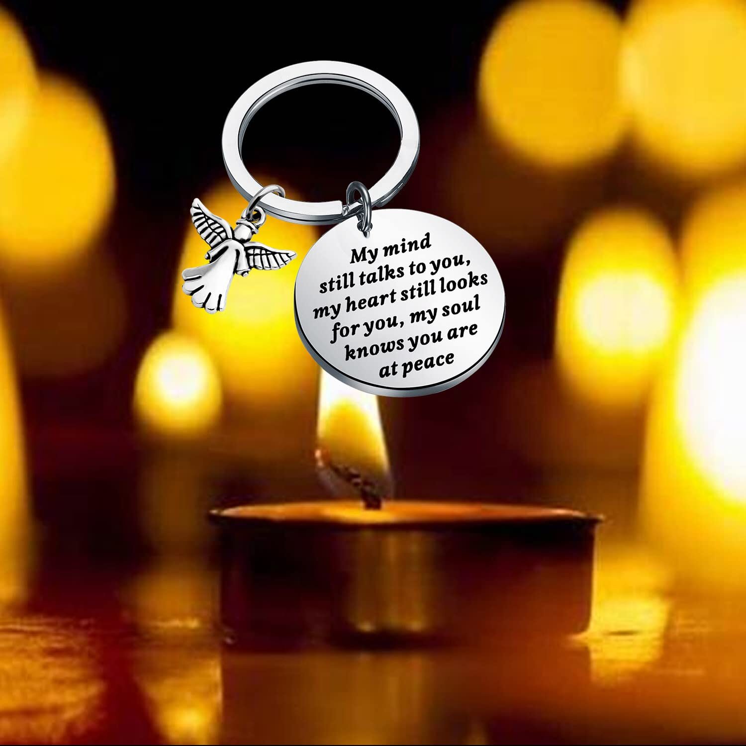 Memorial Keychain With Angel Charm In Memory Of Loved One Gift My Mind ...