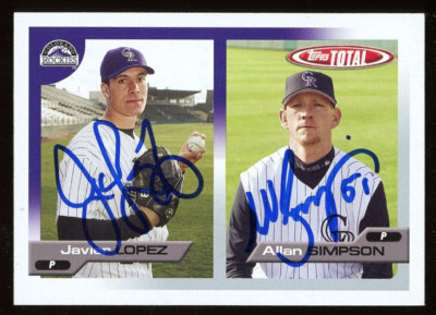 2005 Topps Total JAVIER LOPEZ ALLAN SIMPSON Signed Card autograph AUTO ...