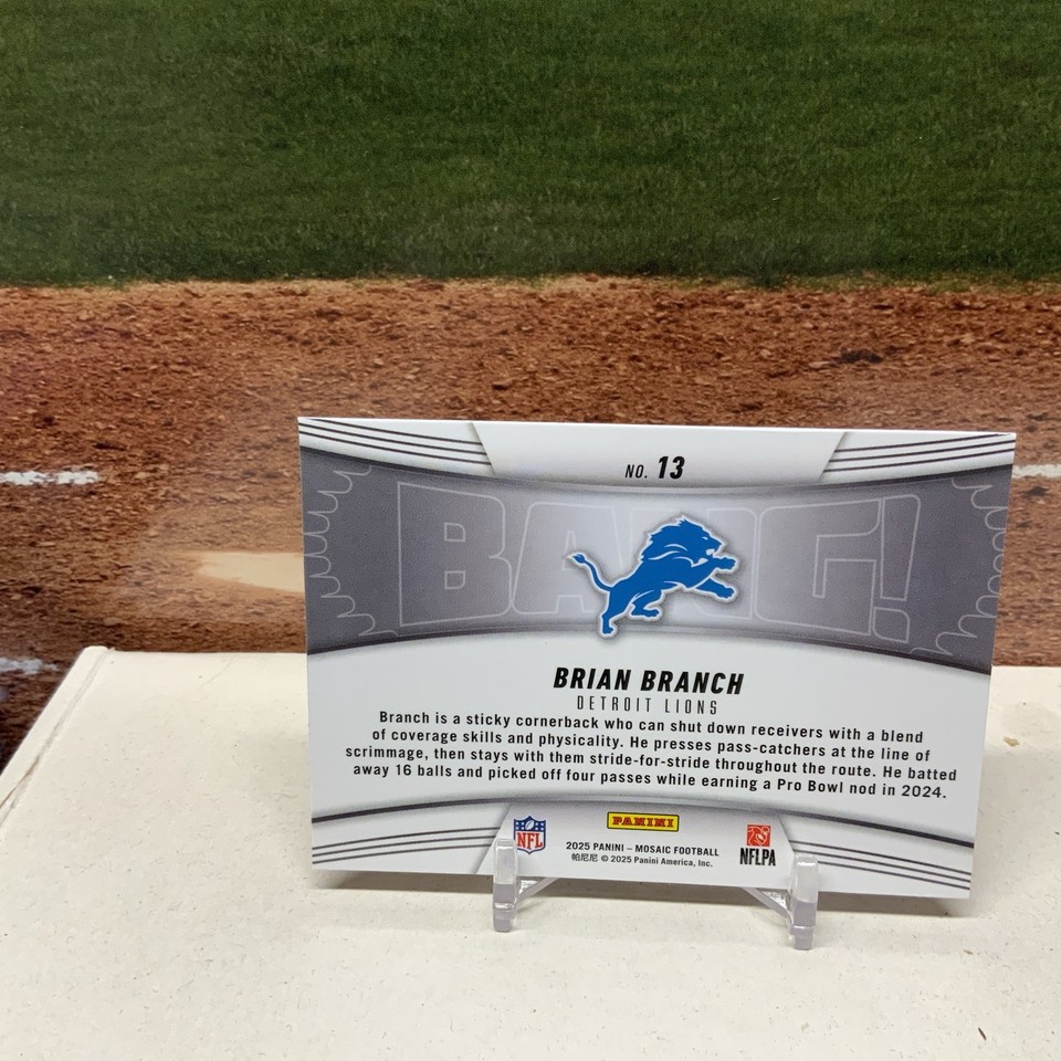 2025 Panini Mosaic Brian Branch BANG Base #13 Detroit Lions | eBay