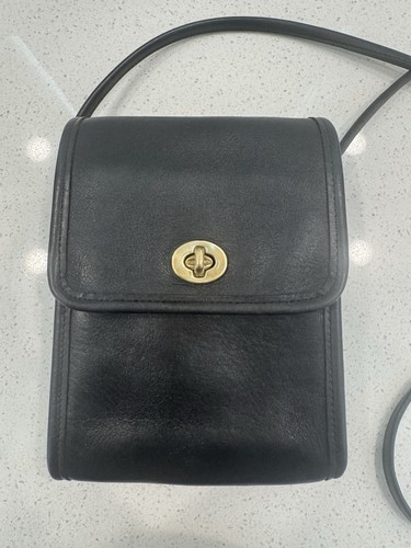 Coach 9893 Black Leather Scooter Flap Closure Turnlock Crossbody ...