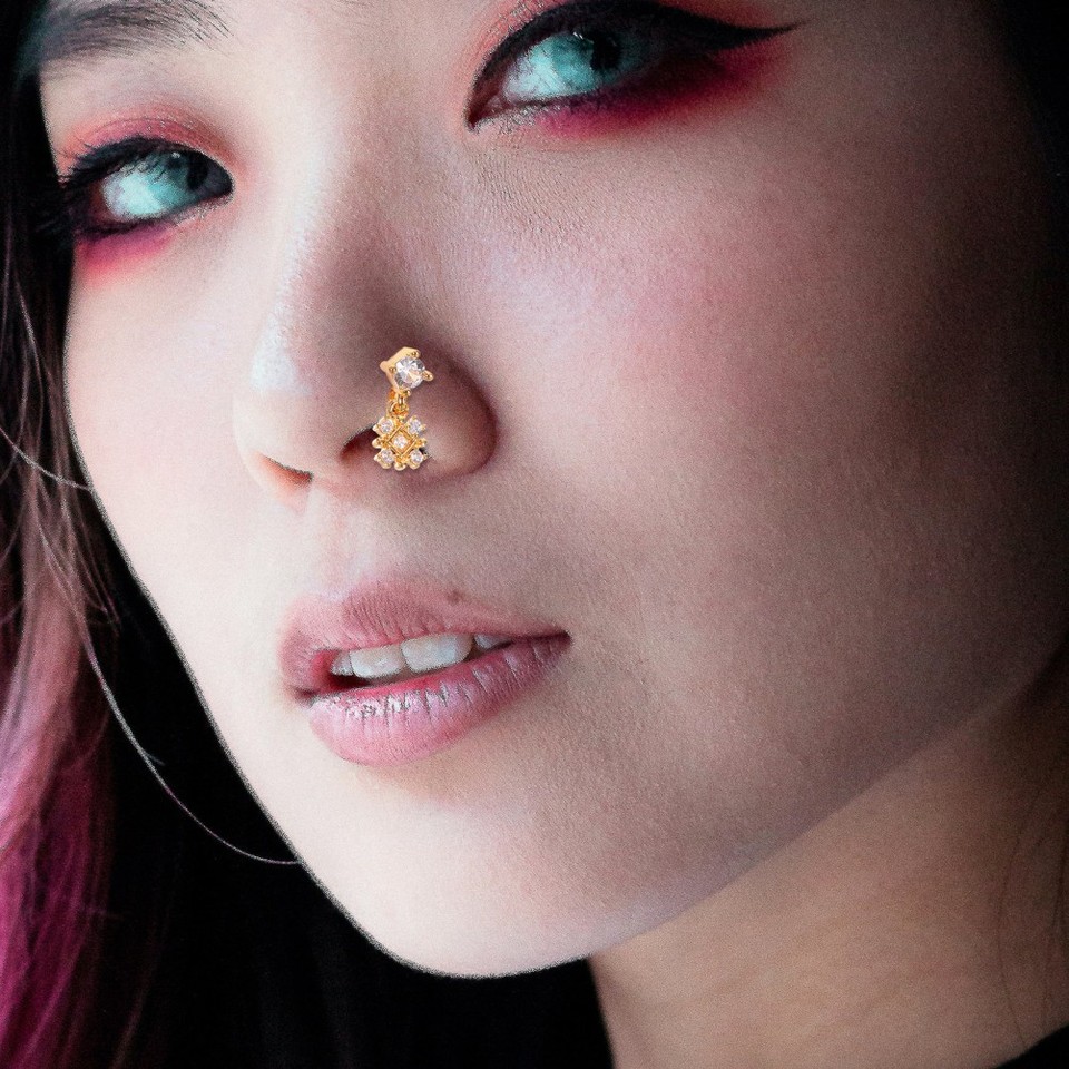 3pcs Dangle Nose Rings Studs for Women L Shaped Nose Rings Nose ...