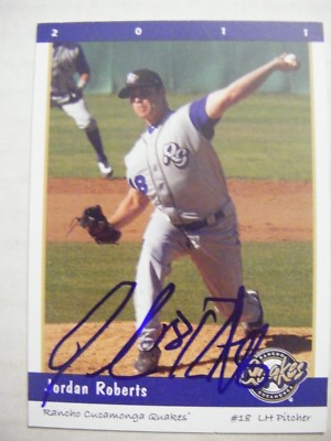 JORDAN ROBERTS signed 2011 RANCHO CUCAMONGA baseball card AUTO EMBRY ...