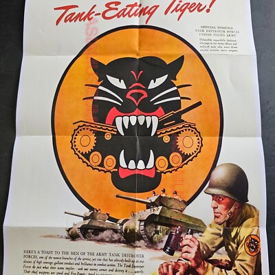 1943 WW2 USA TANK EATING TIGER ARMY SOLDIER MILITARY WAR PROPAGANDA ...