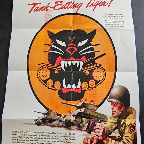 1943 WW2 USA TANK EATING TIGER ARMY SOLDIER MILITARY WAR PROPAGANDA ...