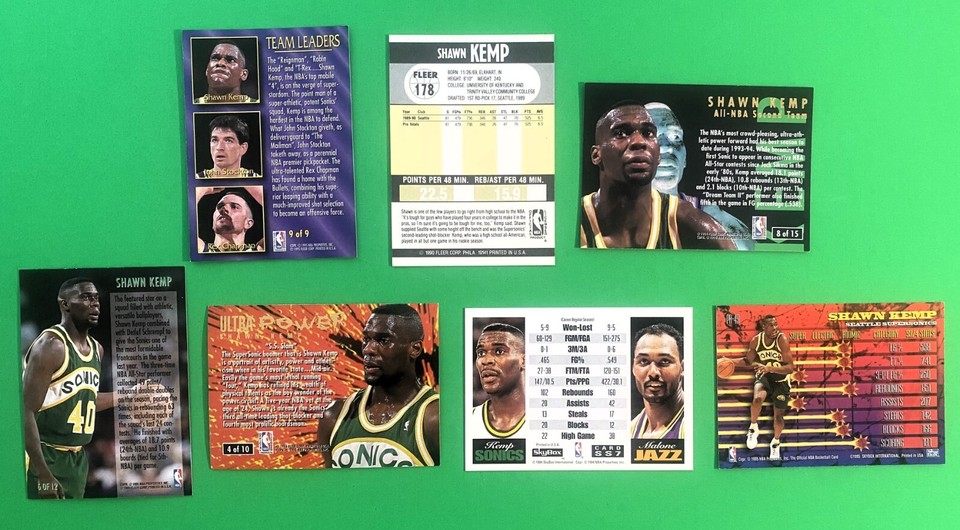 Shawn Kemp Lot (7) Rookie Card / Inserts - Seattle Supersonics / RC ...
