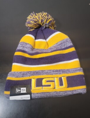 LSU Tigers Football Beanie Hat New Fall Winter Pom Pom Knit New Era ...