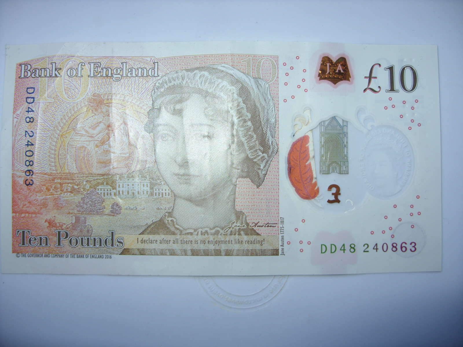 LUCKY £10 NOTE JANE AUSTEN TEN POUND BIRTHDAY & ANNIVERSARY 24 08 63 ...
