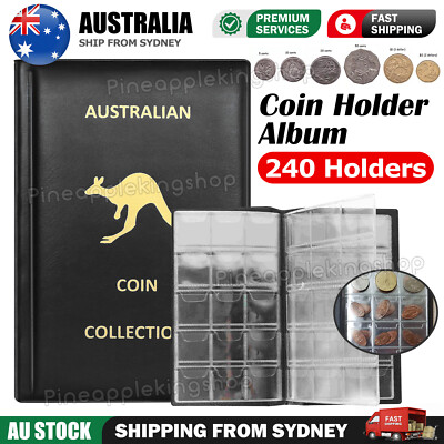 240 Coins Coin Album Australian Coin Collection Folder Book Holds Black ...