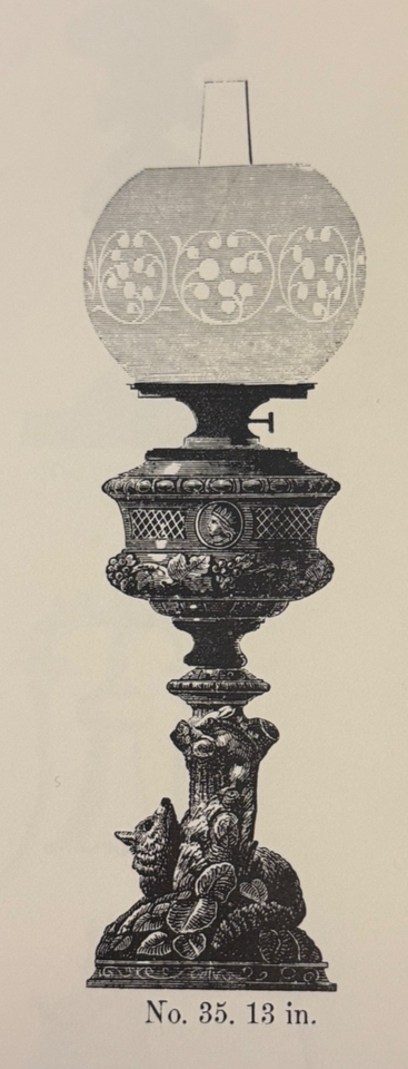 Antique 1800's Fancy Highly Detailed Figural Oil Lamp "Wolf Chasing ...