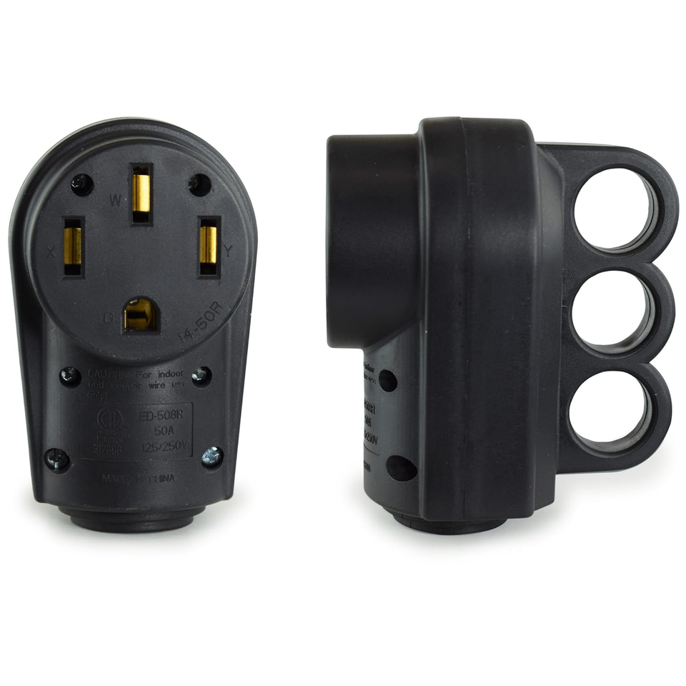 Leisure Cords 50 AMP Female RV Receptacle Plug Electrical Plug Adapter ...
