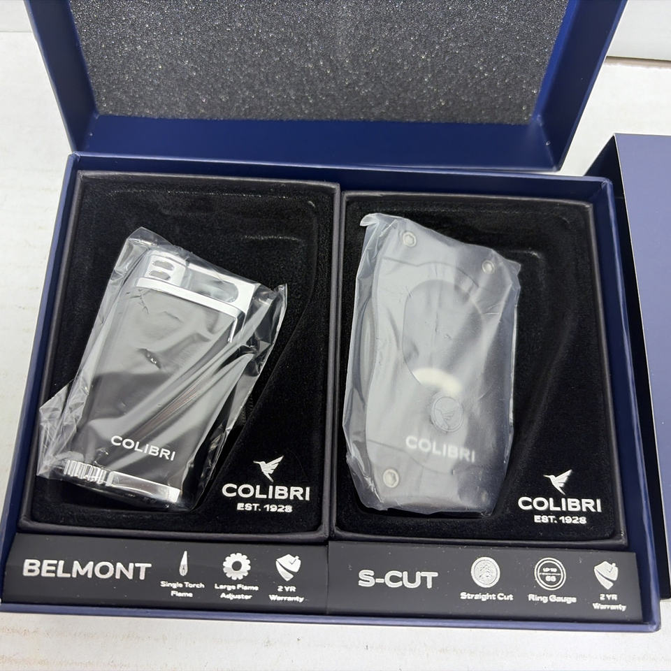 Colibri Belmont Jet Lighter and S-Cut Cigar Cutter Gift Box Set ...
