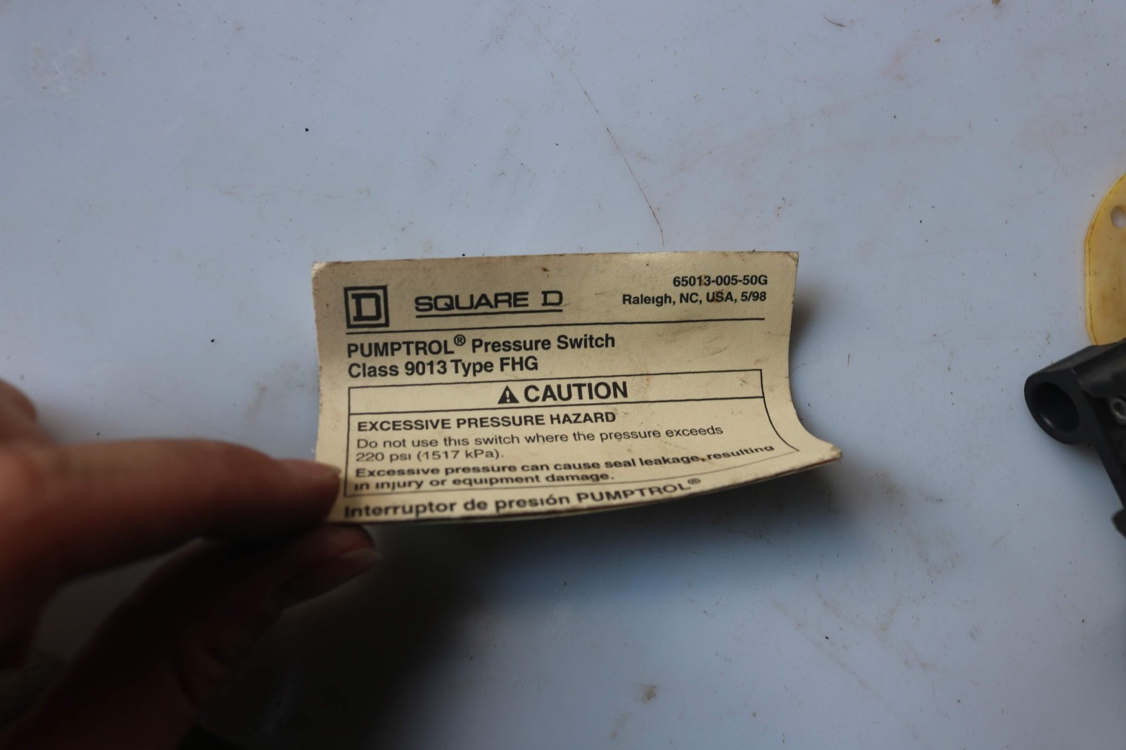 Square D Pumptrol 9013FHG2J27 Pressure Switch Class 9013 Type FHG | eBay