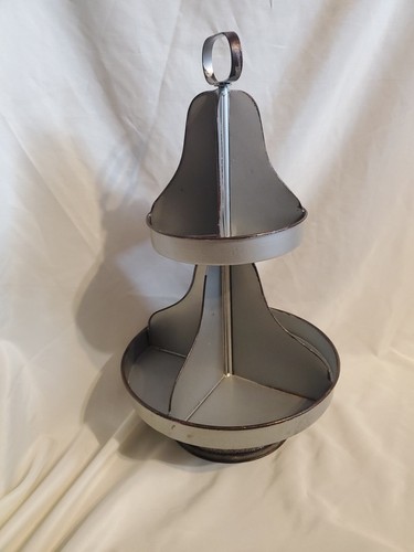 Two Tier Metal Galvanized Rustic Round Divided Farmhouse Tray Organizer ...