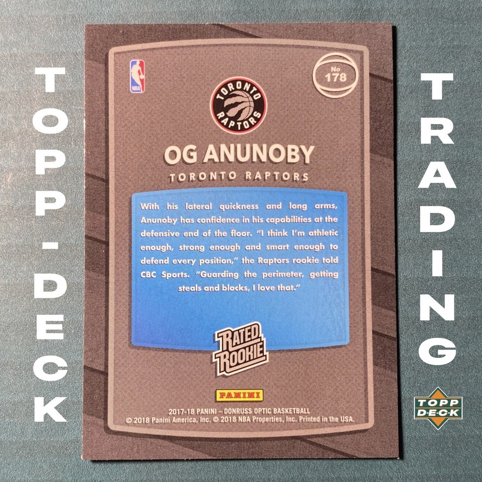 OG Anunoby 2017-18 Panini Donruss Optic Red Yellow Prizm Rated Rookie ...