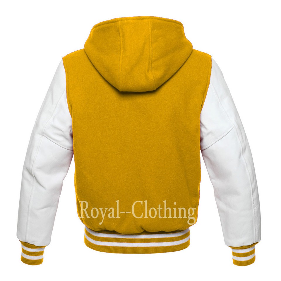 Varsity Letterman baseball Yellow Wool and white Genuine Leather ...