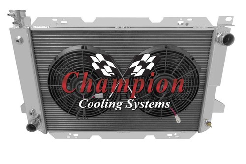 3 Row Perf Champion Radiator W/ 2 12" Fans for 1985 - 1996 Ford Bronco ...