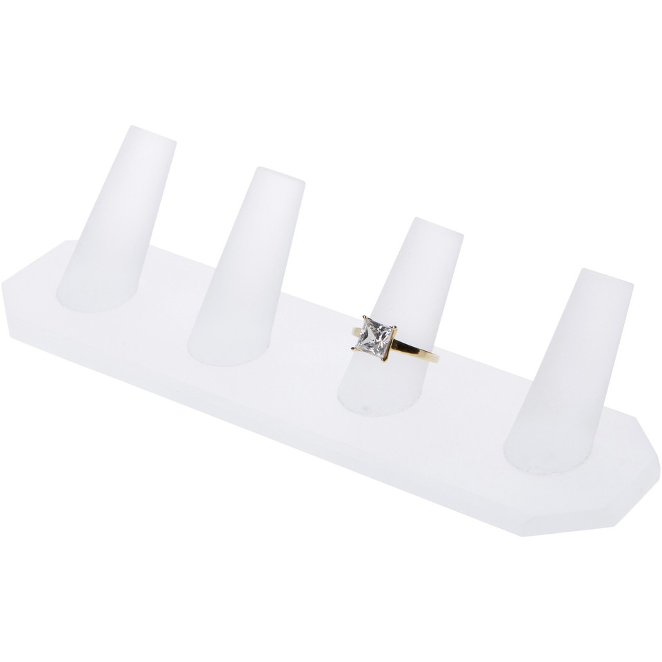 Plymor Frosted Acrylic Ring Finger Display, Four, 6.875"W x 2"D x 1.75 ...