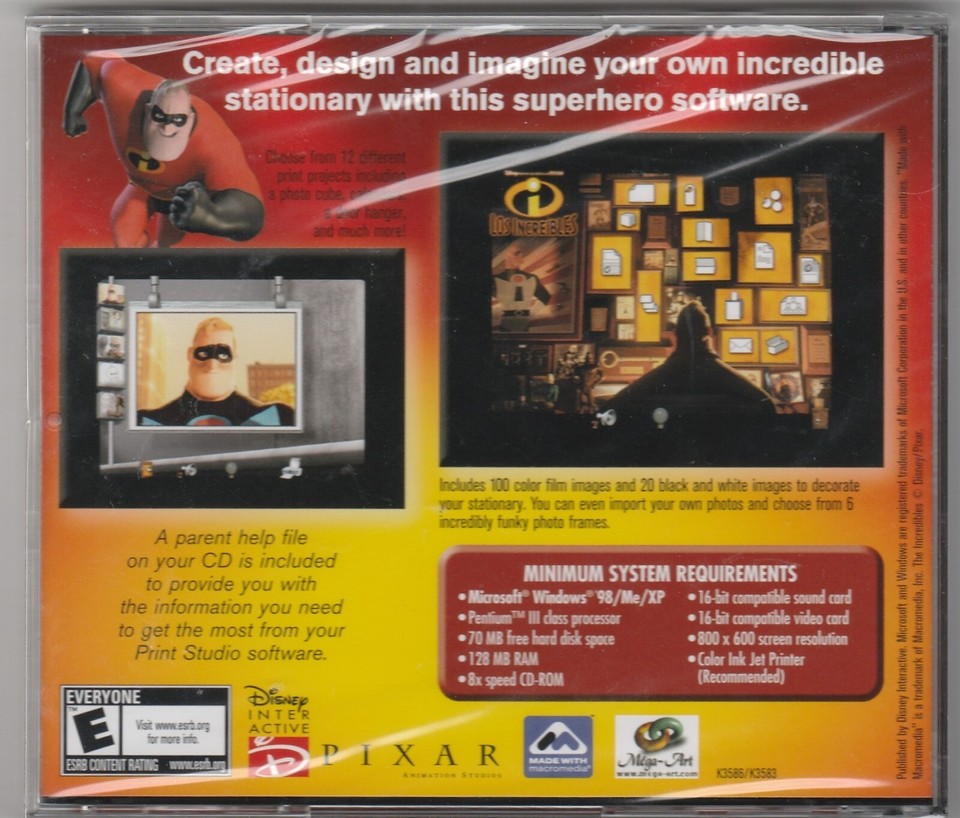 The Incredibles PC-CD ROM Print Studio by Pixar (2006, CD-ROM) New ...