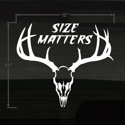 Size Matters Deer Buck Skull Rack Sport Hunting 15x13 Large WHITE Decal ...